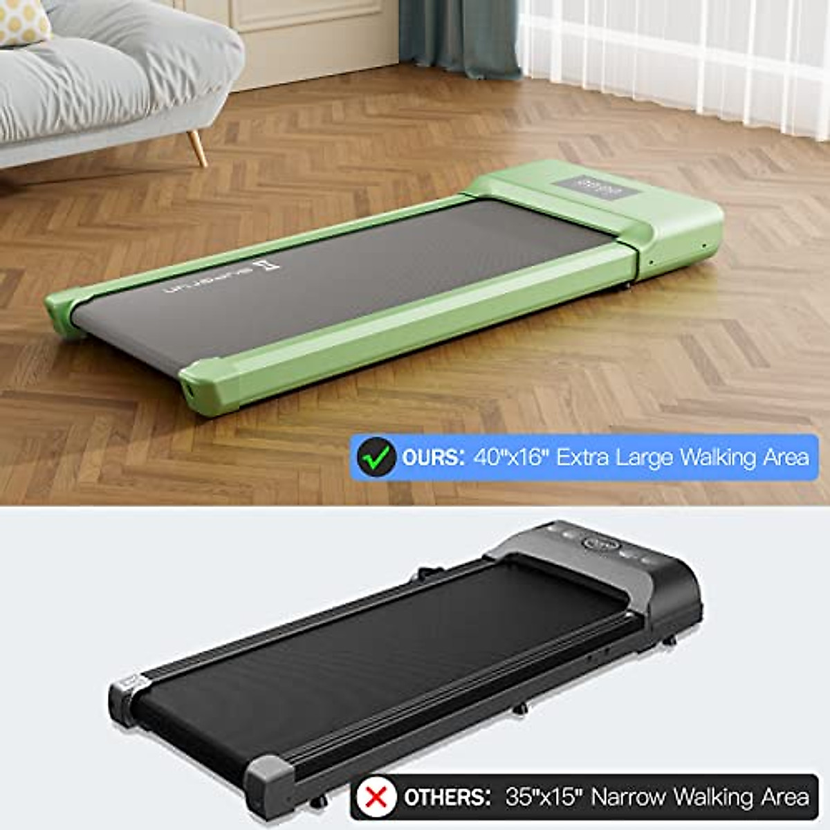 SupeRun Walking Pad Quiet, 2 in 1 Under Desk Treadmill, Walking Pad Treadmill Under Desk with 300LBS Weight Capacity, Installation-Free Walking Jogging Machine for Office Home Use