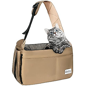 WILDEDEN Comfort Light Slings Travel Shoulder Bag,Pet Dog Cat Carrier for Small Animals(Khaki)