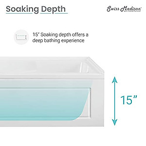 Swiss Madison Well Made Forever SM-AB560, Concorde 60 in. x 32 in. Acrylic Glossy White, Alcove, Integral, Right-Hand Drain, Apron Bathtub