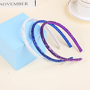 WANYU 10 Colors Thin Headbands for Girls Toddler Headband 10mm Thickness Glitter Kids Hairbands No Slip Girl Hair Accessories
