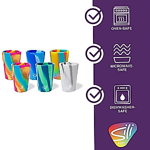 Silipint Silicone Shot-Glass Set: 6 Pack - Sugar Rush, Headwaters, Mountain Marble, Artic Sky & 2 Hippie Hops - 1.5oz
