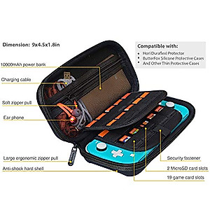 ButterFox Slim Compact Carrying Case for Nintendo Switch Lite with 19 Game and 2 Micro SD Card Holders, Storage for Switch Lite Accessories (Premium Gray)