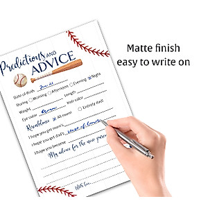 BASEBALL Prediction and Advice Cards - Pack of 25 - Sports Navy Blue BOY Baby Shower Games, Wishes for New Parents Mom & Dad to be Mommy & Daddy Message Little Slugger Shower Activity G900-PDAV