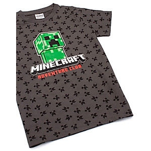 Minecraft T Shirt Boys Kids Creeper Short Sleeve Grey Top Merchandise 9-10 Years