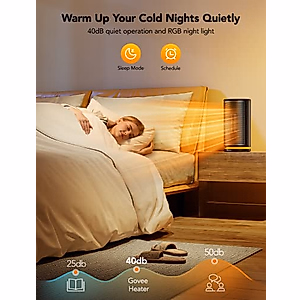 Govee Smart Space Heater, 1500W Fast Heating WiFi Small Heater with Thermostat, Quiet Portable Electric Ceramic Heater with RGB Night Light for Office, Living Room, Indoors, App & Voice Control