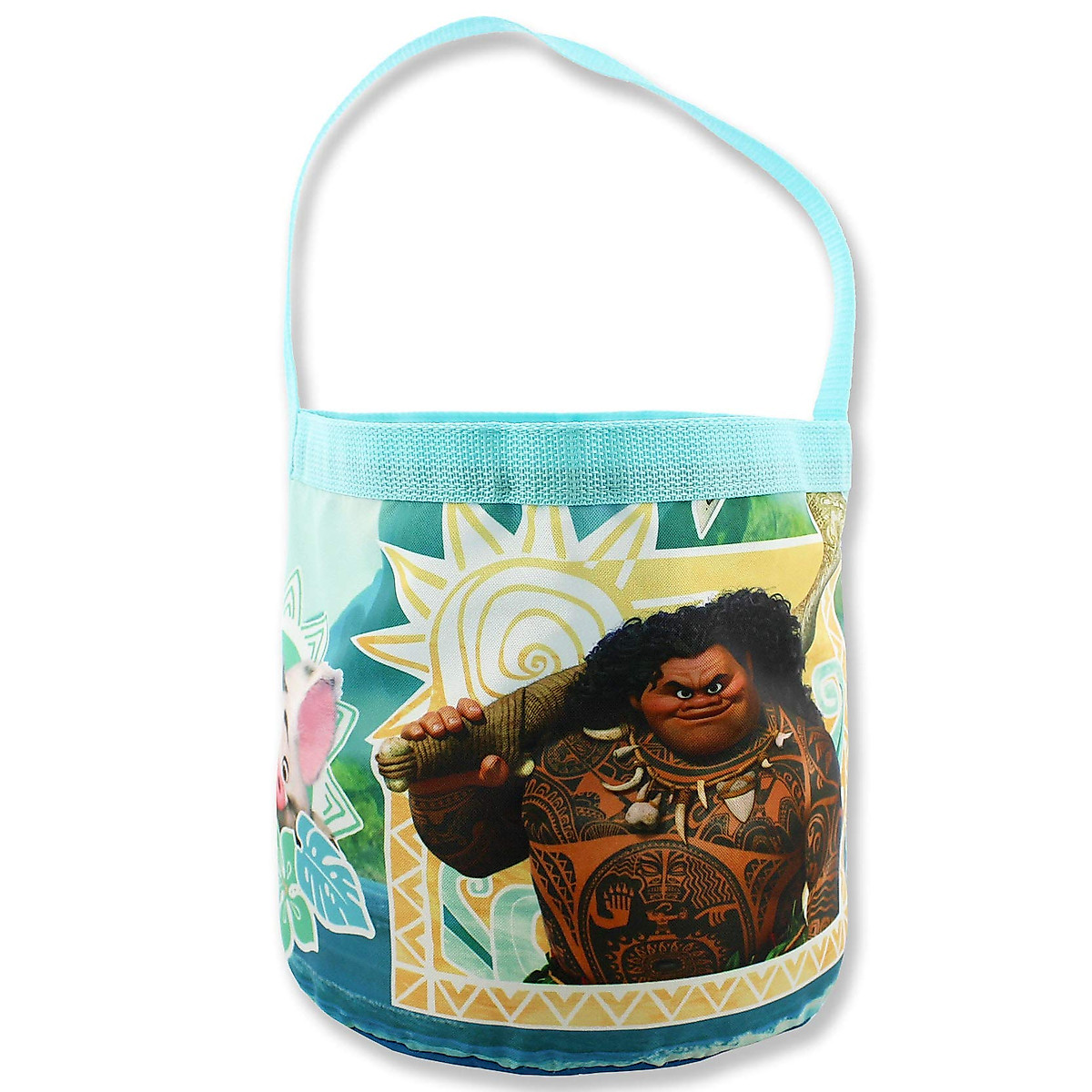 Disney Moana Maui Girls Collapsible Nylon Gift Basket Bucket Tote Bag (One Size, Blue)