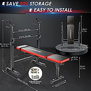 OPPSDECOR 600lbs 6 in 1 Weight Bench Set with Squat Rack Adjustable Workout Bench with Leg Developer Preacher Curl Rack Fitness Strength Training for Home Gym