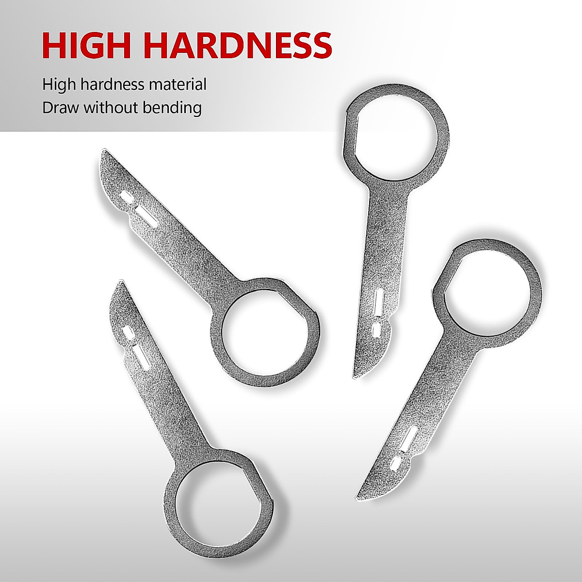 Sodcay 4 PCS Car Audio Key Removal Tool, Dashboard Removal Stainless Steel Non-Bending Easy-Grip Handle, CD DVD Host Key Removal and Assembly Tool, Universal for Most Cars Accessories (Silver)