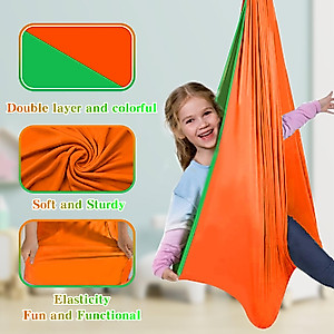 Indoor Therapy Sensory Swing for Kids,Double Layers Adjustable Snuggle Cuddle Hammock Lycra Therapy Swing Has Calming,Outdoor Swing Hammock for Child & Adult with Autism, ADHD,Aspergers,Special Needs