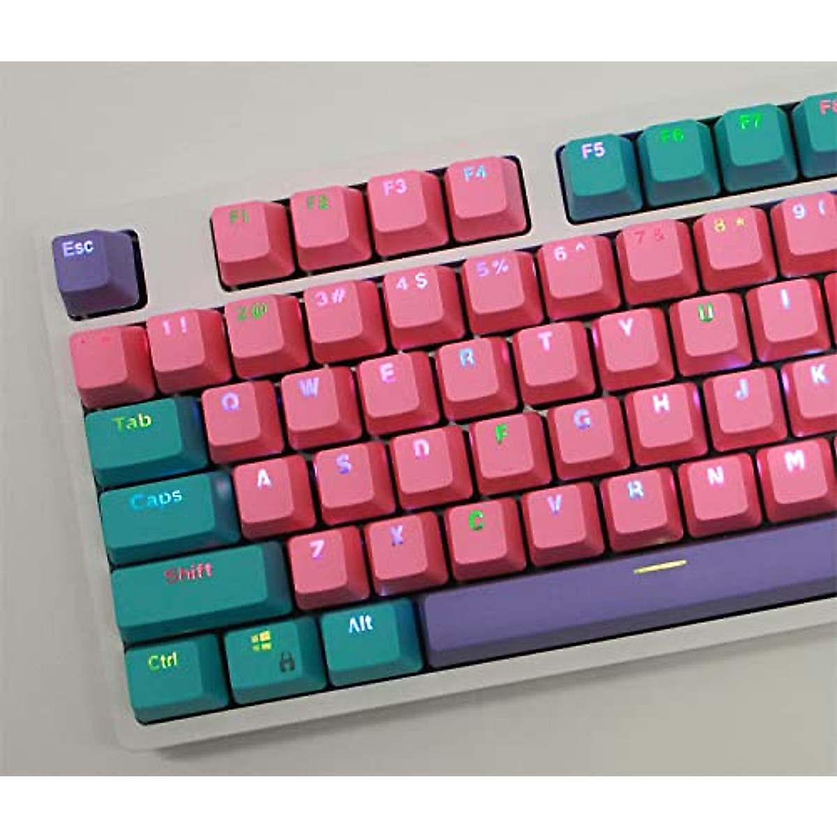61 PBT Keycaps Tkl 87 Backlit PBT Keycap Set with Puller OEM Profile US Layout for DIY MX Switches 60%/61/87 TKL/104 RGB Mechanical Gaming Keyboard