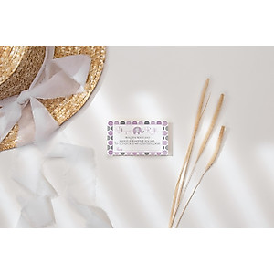 Purple Elephant Diaper Raffle Tickets, Girls Baby Shower Games for Prizes, Baby Shower Diaper Raffle Invitation Insert Cards, 25 Pack