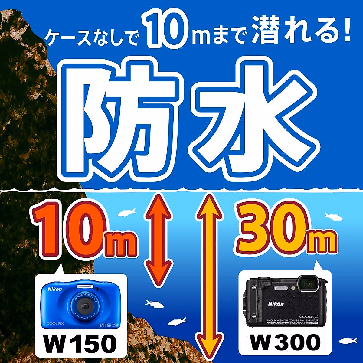 Nikon Digital Camera COOLPIX W150 Waterproof W150RS Resort (International Model), Blue (Renewed)