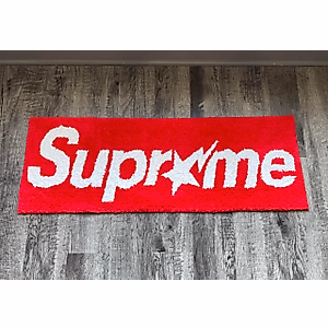 Luxape Supremed Rug - Hypebeast Room Decor - Handmade & Premium- 43 * 16in (110cm) - Suprme Rug - Designer Rugs - Aesthetic Room Decor Rug