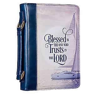 Christian Art Gifts Classic Faux Leather Bible Cover for Women: Blessed is The One Who Trusts - Jeremiah 17:7 Inspirational Bible Verse, Creamy Beige, Medium