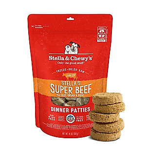 Stella & Chewy’s Freeze Dried Raw Dinner Patties – Grain Free Dog Food, Protein Rich Stella’s Super Beef Recipe – 14 oz Bag