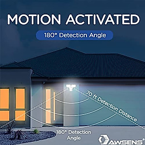 AWSENS 30W LED Motion Sensor Security Light Outdoor, 180 Degree, 2600 LM, 5100 K, ETL Water Resistant, 2 Head Adjustable Motion Sensor Outdoor Detector Light for Patio, Garage, Porch (White)