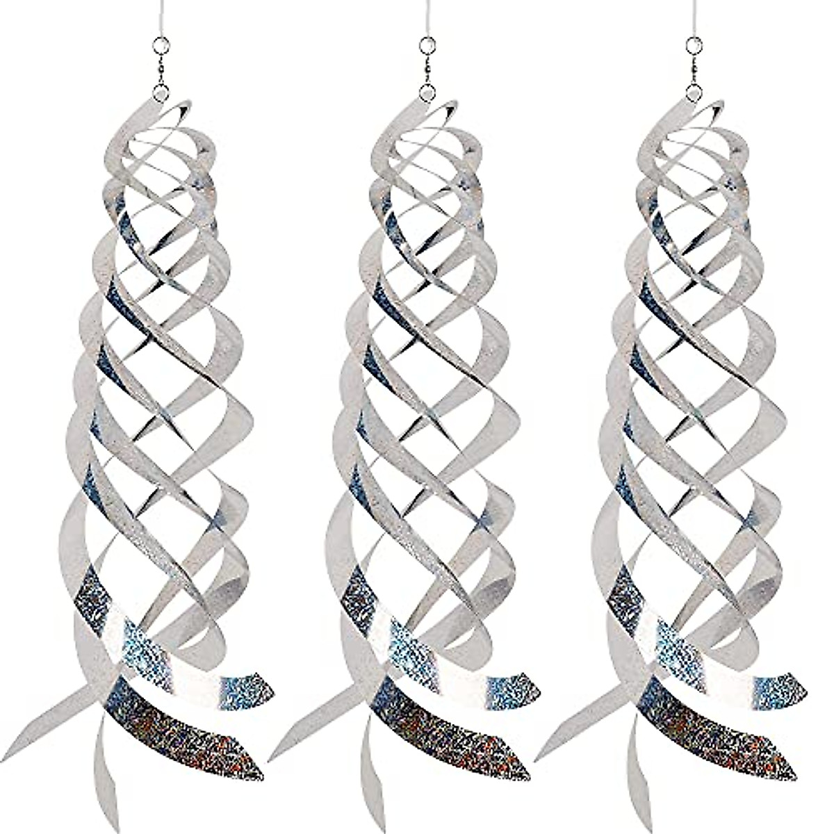 Hausse 2 Pack Fake Horned Owl | 3 Pack Bird Spiral Reflectors Silver Mylar Spinner