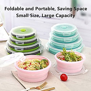 Collapsible Bowls For Camping, Set of 4 Silicone Food Storage Containers with Lids, Rv storage and organization, Rv Kitchen Accessories, BPA Free, Microwavable, Freezer, Dishwasher Safe Green