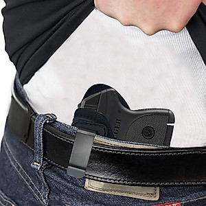 IWB Gun Holster by Houston - ECO Leather Concealed Carry Soft Material | Suede Interior for Maximum Protection | Fits: Most Small 380, Keltec, Ruger LCP, Diamond Back, Small 25 & 22 Cal (CHP-71A-LH)