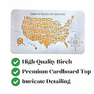 3D Wooden USA States Map, Travel Map, Push Pin, Patriot Decor, Map Wall Decor, USA Map, World map Art (Normal (14in x 10in))