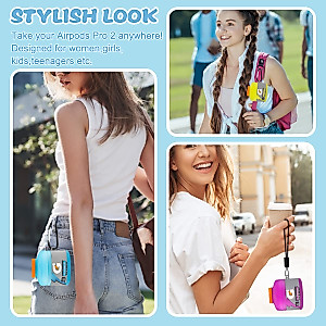 3 Pack Case for AirPods Pro 2nd Generation, Funny Fun Cartoon Food Sport Drinks Bottle Cover, Soft Silicone Cute Design Kawaii AirPods Pro 2/Pro Shell Protective for Keychain Lanyard Women Kids Girls