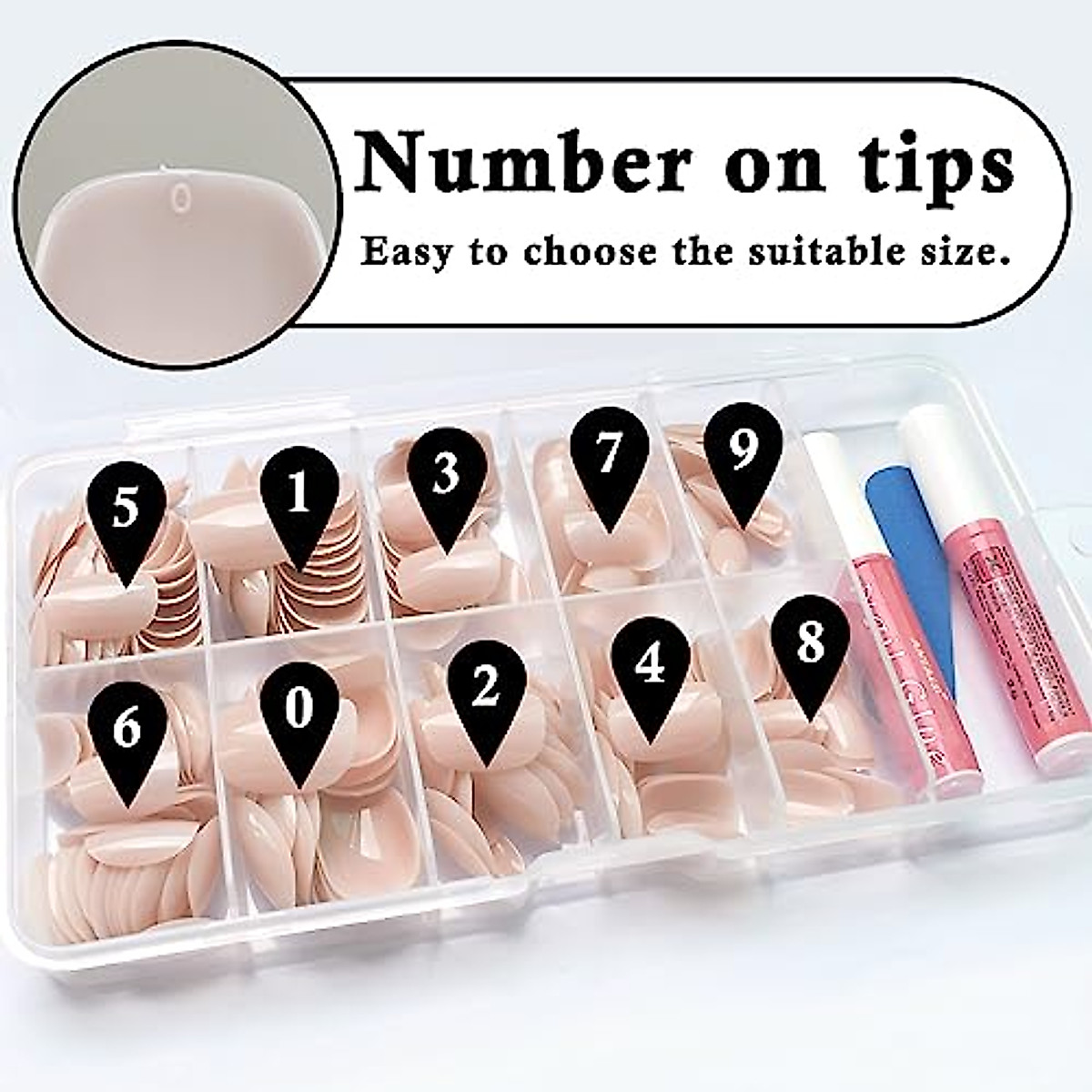 AddFavor 240pcs Press on Nails Short Square Fake Nails Glossy Full Cover Acrylic Artificial Glue on Nails Kit for Women and Girls, Jelly Nude Nails