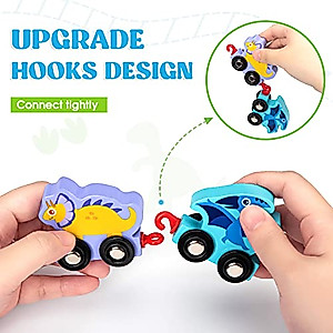 EDUJOY Toddler Toys for 2 4 3 Year Old Boys Gifts,Montessori Toys for 3 4 2 Year Old Girls Birthday Gifts,Wooden Train Set Dinosaur Toys for Kids 3-5 Years Old Toy Cars for Toddler Boy Toys Age 1-2-4