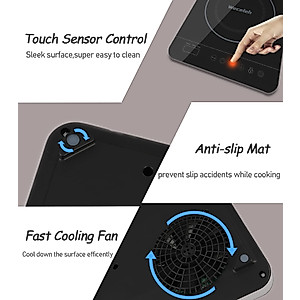 Weceleh Portable Induction Cooktop, 1800W Induction Burner with Ultra Thin Body, 9 Power Levels Induction Hot Plate, Induction Stove Top Cooker with 3-hour Timer, Child Safety Lock, Black (Plug In)