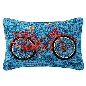 Peking Handicraft Red Bike, 8x12 Hook Pillow