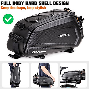 JXFUKAL Bike Bags for Bicycle Rear rack - 9.5L/17L/40L Hard Shell Waterproof Bike Ebike Trunk Pannier Saddle Seat Bag Carrier with Reflector, Rain Cover & Shoulder Strap for Commuter Travel Outdoor