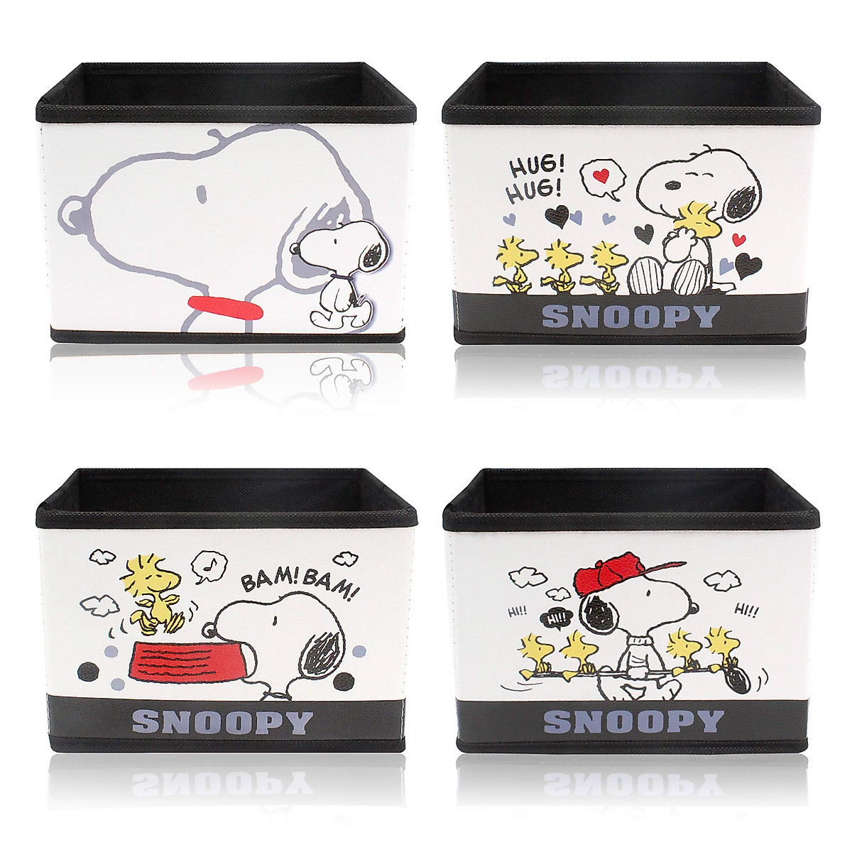 Finex White Dog PU Leather Collapsible Foldable Storage Organizer Box for Table Desk Office Accessories Pencil Pen Remote Contol Holder - Random