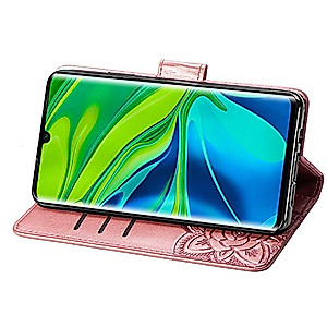 ZYZXHZD Xiaomi Mi Redmi Note 8 3D Butterfly Flower Wallet Case, with Credit Cards Slot and Stand Magnetic Protective PU Leather Flip Phone Cover for Xiaomi Redmi Note 8(Rhinestone Rose Gold)