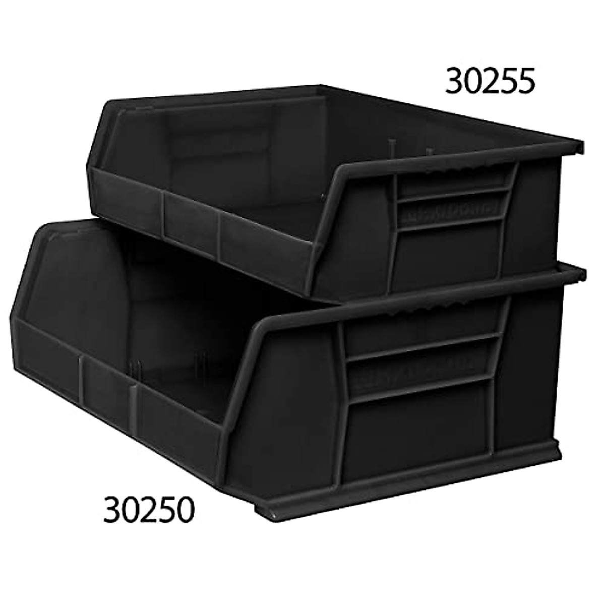 Akro-Mils 30250 AkroBins Plastic Storage Bins, Space-Saving Stackable Bins for Garage, Pantry, Craft Organization, 15-Inch x 16-Inch x 7-Inch, Black, 6-Pack