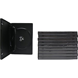 SquareDealOnline - DV2R14BKWT - Standard 14mm DVD Cases - 2 Disc Capacity - Black - (10 Pack)