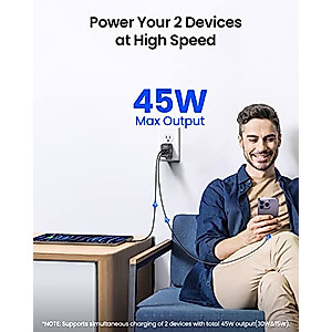 USB A & USB C Charger Block, INIU 45W PD QC3.0 PPS USB-C Foldable Wall Charger Supports Super Fast Charging for Samsung S23 Ultra S23 S22 S21 S20, iPhone 14 13 12, iPad, MacBook Air, Steam Deck