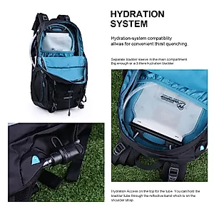 MOUNTAINTOP 40L Hiking Backpack with 3L Hydration Bladder for Men & Women Camping Climbing,Black and Blue