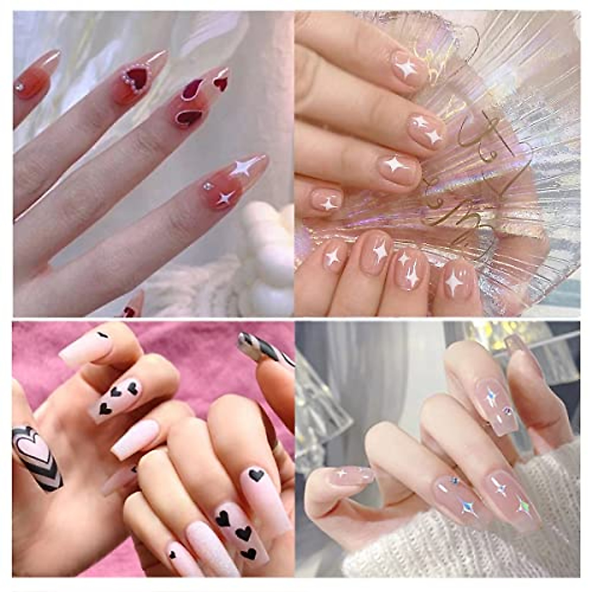 10 Sheets Heart Nail Art Stickers 3D Self-Adhesive Valentine's Day Nail Art Supplies Laser Star Heart Nail Decals Holographic Colorful Glitter Design Nail Decoration Accessories for Women Girls DIY Manicure Tips