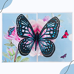 Paper Pop Up Cards 4.7x6.69 inch, butterfly with flower, 3D Popup Greeting Cards with Envelopes, perfect for pop-up bursting birthday gift.