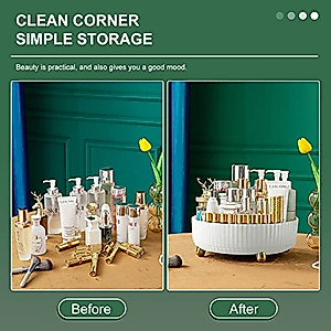 360° Rotating Storage Tray, 11.02 inches in Diameter, Cosmetics and Perfume Organizer, Desktop Storage Tray, Cosmetics and Skincare Storage Tray Large Capacity, Large White (11.02"×11.02"×3.93")