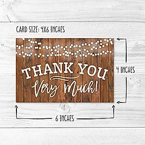 24 Rustic Wood Thank You Cards With Envelopes, Great Note For Adult Funeral Sympathy or Gift Gratitude Supplies For Grad, Birthday, Baby or Country Western Bridal Wedding Shower For Boy or Girl Kid