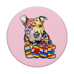 Peace love Pitbulls Pitbull Owner gift Hippie Flower Power PopSockets PopGrip: Swappable Grip for Phones & Tablets