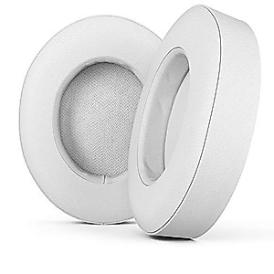 Cushions Replacement Ear Pads for Beats Studio 2 & 3 (B0501, B0500) Wired & Wireless | Softer Leather, High Density Memory Foam | Enhanced Noise Cancellation & Stronger Adhesive (White)