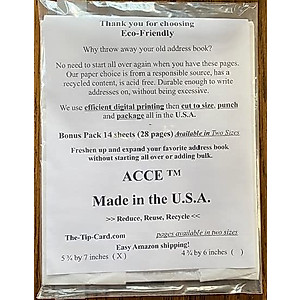 SELPONT 7 Inch Address Book Refill 14 Sheets (28 Pages) fits Many Older Hallmark Books