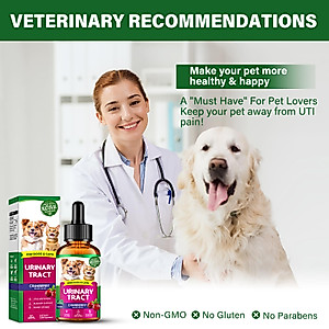 ZNFSZ Pet UTI Treatment Drops, Dog UTI Treatment, Cat UTI Medicine, Renal Health Support for Cats&Dogs, Bladder Control, Prevent Incontinence&Bladder Stone, 60ml