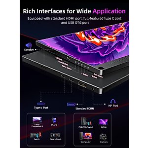 UPERFECT Truely 4K Computer Monitor, 15.6" UHD FreeSync 100% AdobeRGB 450 Nits Brightness HDR IPS Speaker Eye Care Game Display 2 Type-C Full HDMI for Laptop Phone, VESA & Smart Case