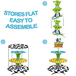 3-Tier Cartoon Story Cupcake Stand Cardboard Cake Stand Dessert Tower Holder for Toy Theme Birthday Decoration Baby Shower Party Supplies