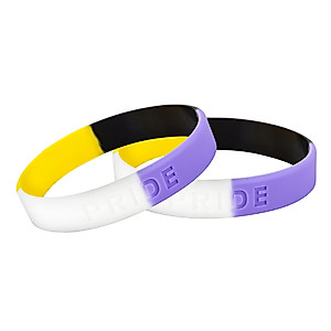 LGBTQ - Non-Binary Pride Silicone Bracelets for Pride Month, LGBTQ Accessories & Pride Parade – Perfect for Fundraisers! - 1 Bracelet Multicolor
