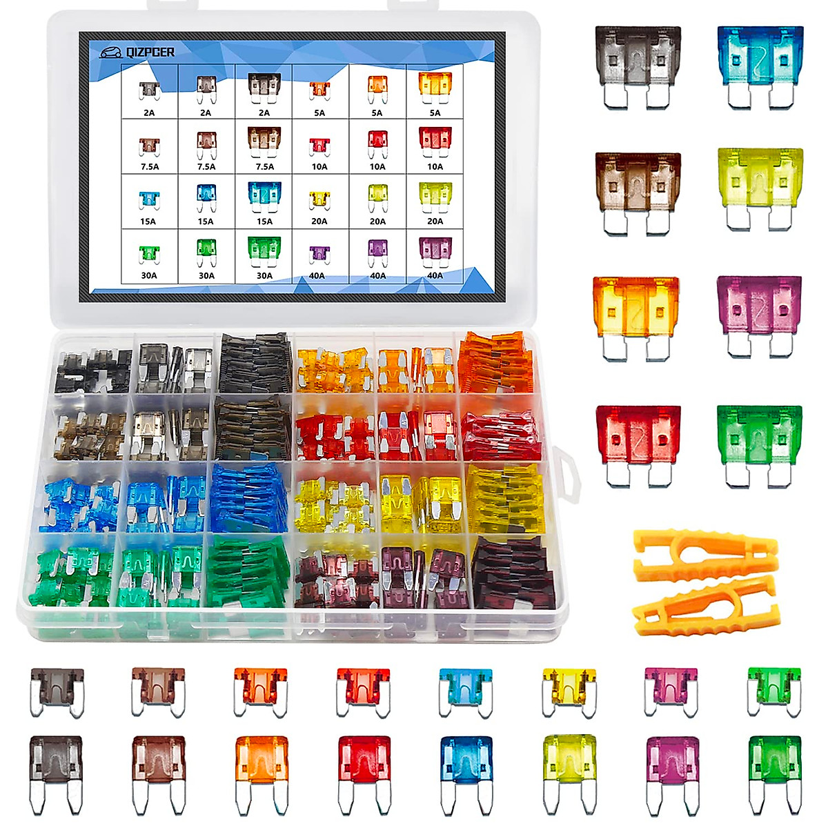 282 Pieces Car Fuses Assortment Kit - Blade Fuses Automotive - Standard & Mini & Low Profile Mini Size (2A/5A/7.5A/10A/15A/ 20A/30A/40AMP/ATC/ATO) Replacement Fuses for Marine, Auto, RV, Boat, Truck