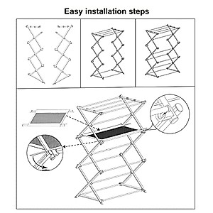 Clothes Drying Rack, Heavy Duty Metal Drying Rack Clothing, Foldable Oversize Wooden Look Laundry Drying Rack for Drying Clothes, Space Saving, Portable Indoor Outdoor Use 40.2" x 27.6" x 14.4"