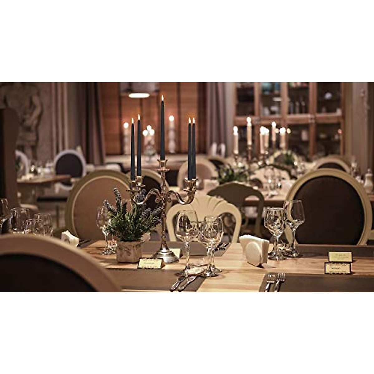 12 Pack Tall Taper Candles - 10 Inch Black Dripless, Unscented Dinner Candle - Paraffin Wax with Cotton Wicks - 8 Hour Burn Time